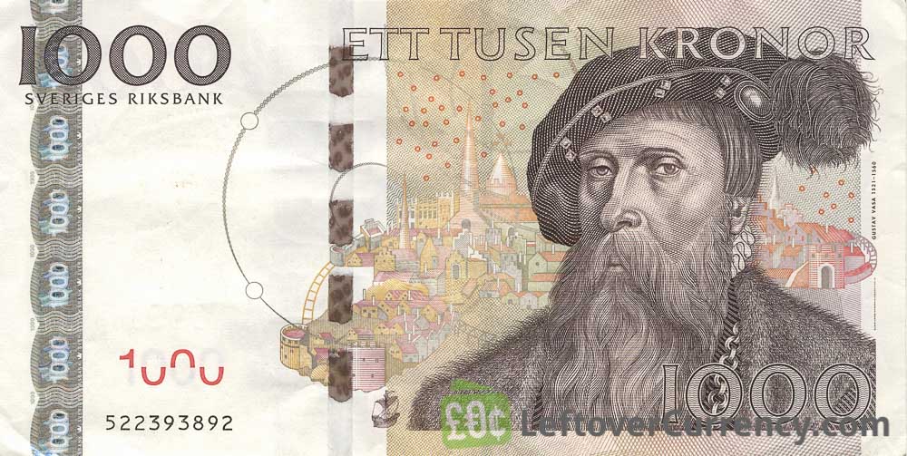 1000 Swedish Kronor Gustav Vasa Exchange Yours For Cash 1000 Swedish Kronor Gustav Vasa Exchange Yours For Cash