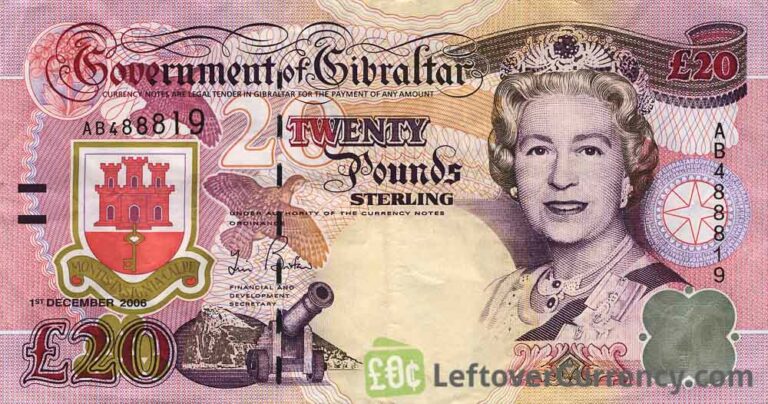 20 Gibraltar Pounds (John Mackintosh Square) - exchange yours