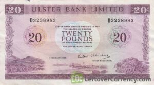 Ulster Bank Limited 20 Pounds (series 1970-1988) - exchange yours