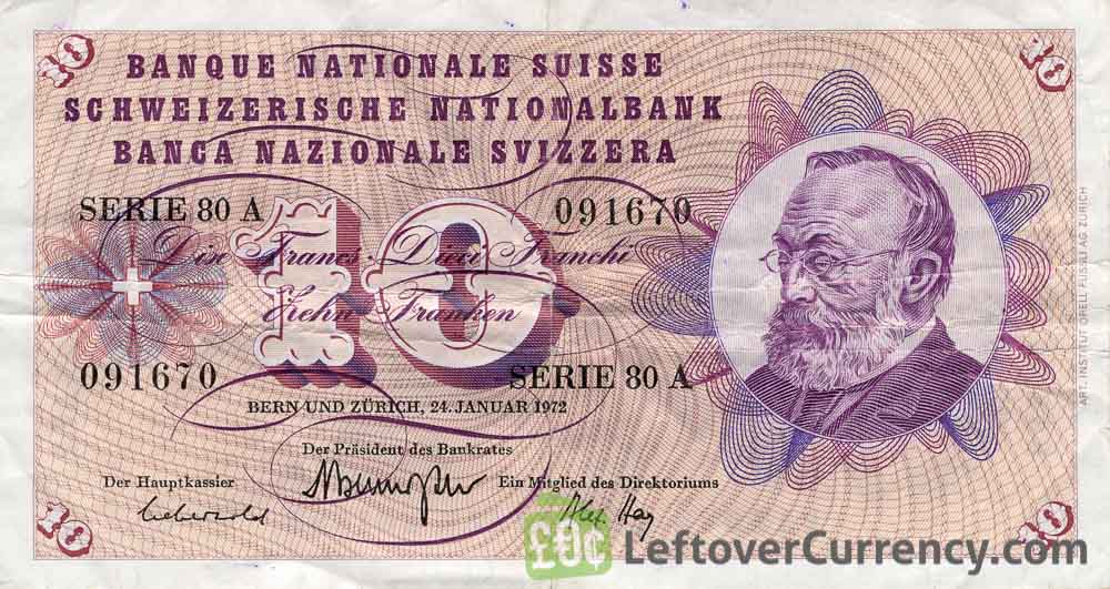 10 Swiss Francs Gottfried Keller 5th Series Exchange Yours