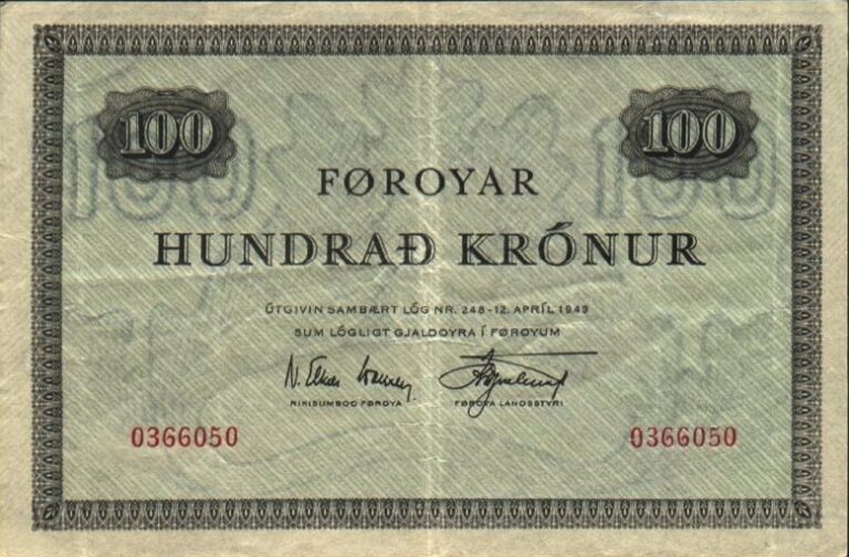 100 Faroese Kronur 1949 green - Exchange yours for cash today
