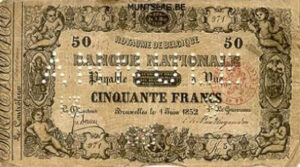 50 Belgian Francs (type 1851) - Exchange yours for cash today