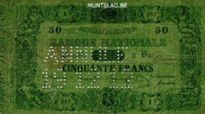 50 Belgian Francs (type 1851 green paper) - exchange yours today