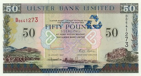 Ulster Bank Limited 50 Pounds (series 1997) - exchange yours