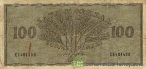 100 Finnish Markkaa (1955 wheat gray) - Exchange yours for cash