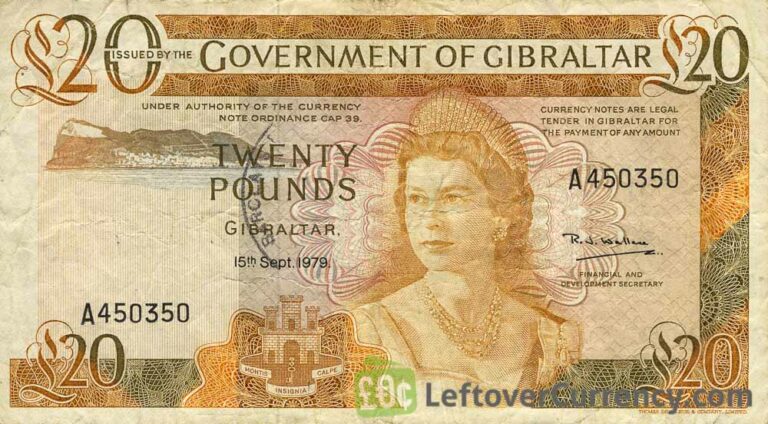 20 Gibraltar Pounds (Governor's house) - Exchange yours for cash