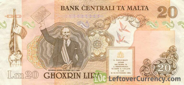 20 Maltese Lira banknote - Exchange yours for cash today