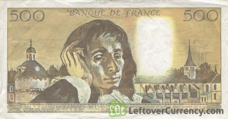 500 French Francs (Blaise Pascal) - Exchange yours for cash
