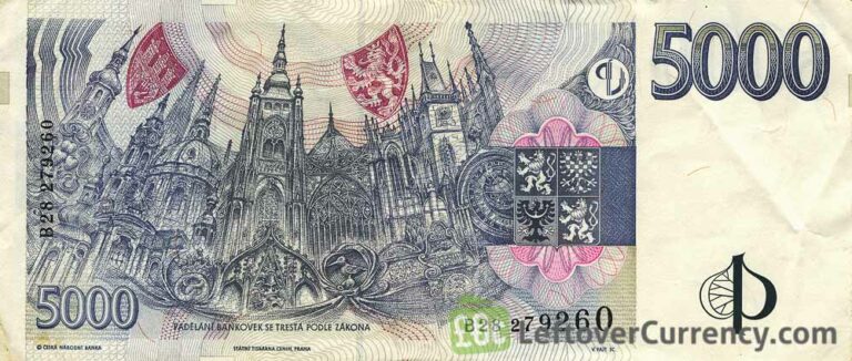 5000 Czech Koruna series 1999 - Exchange yours for cash today