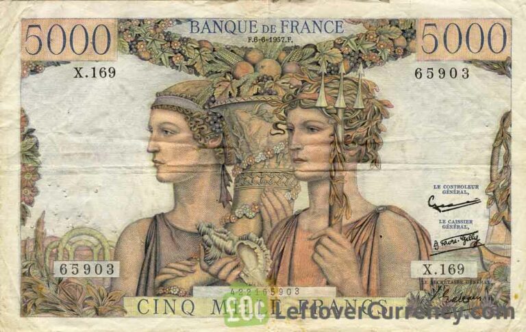 5000 French Francs (Terre et Mer) - Exchange yours for cash