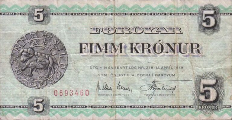 5 Faroese Kronur banknote 1949 - Exchange yours for cash today