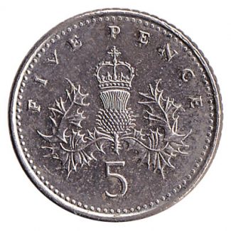 British large style 5p coin - Exchange yours for cash today