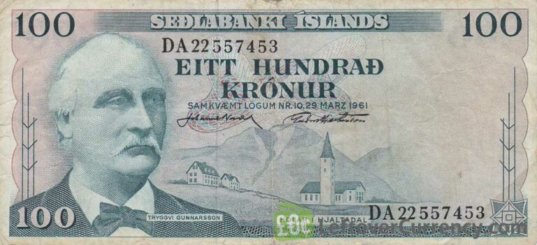 100 Icelandic Kronur banknote (Tryggvi Gunnarsson) - Exchange yours