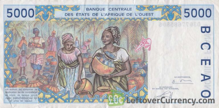 5000 francs banknote West African CFA (1992-2002) - Exchange yours
