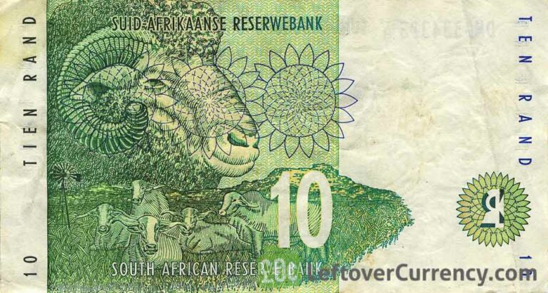 10 South African Rand banknote (Rhino type 1993) - Exchange yours