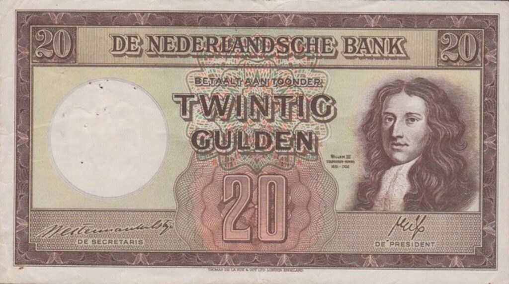 20 Dutch Guilders banknote Willem III - Exchange yours for cash today