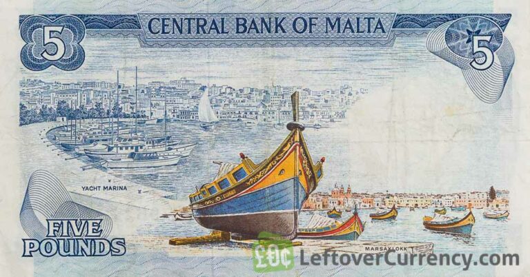 5 Maltese Liri banknote (2nd Series) - Exchange yours for cash today