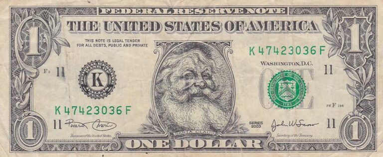 Leftover Currency - Santa Claus dollars