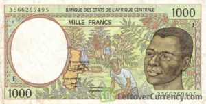 1000 francs banknote Central African CFA 1992-2002 - Exchange for cash