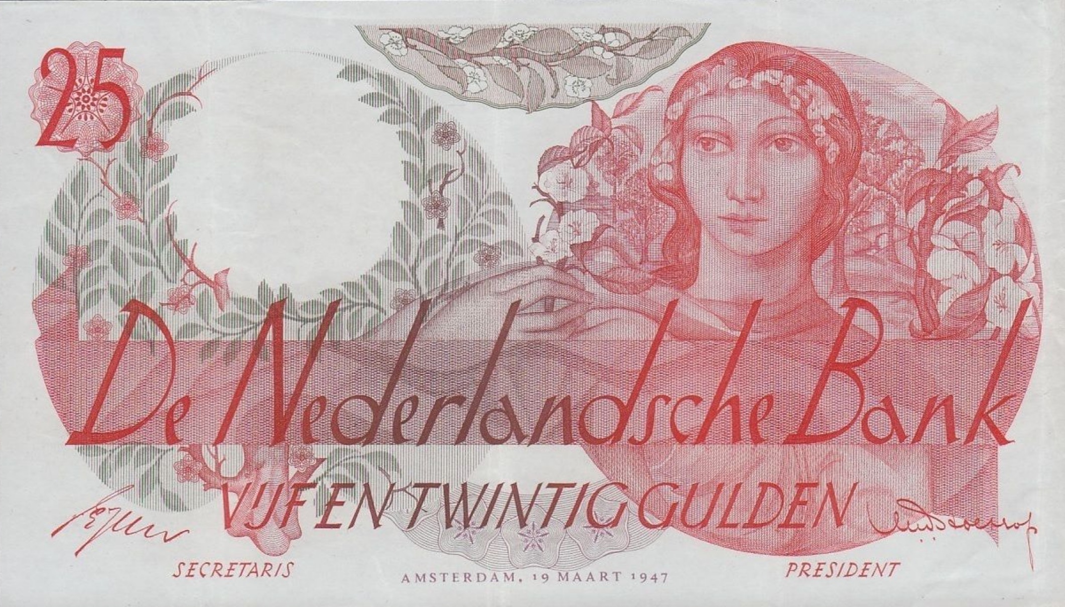 25 Dutch Guilders banknote (Flora) - Exchange yours for cash today