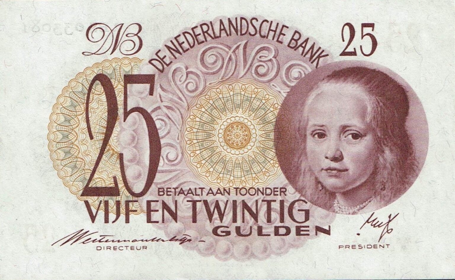 25 Dutch Guilders banknote (Meisje in blauw) - Exchange yours for cash