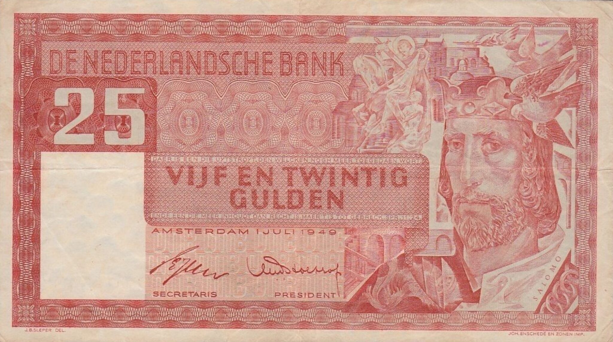25 Dutch Guilders banknote (Salomo) - Exchange yours for cash today