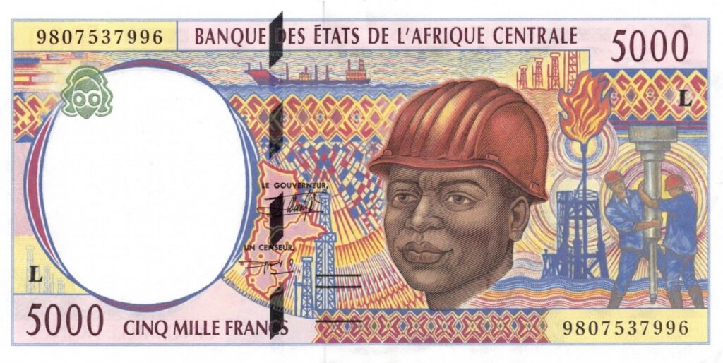 5000 francs banknote Central African CFA 1992-2002 - Exchange for cash