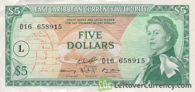 5 East Caribbean dollars banknote (1965 issue) - Exchange yours today