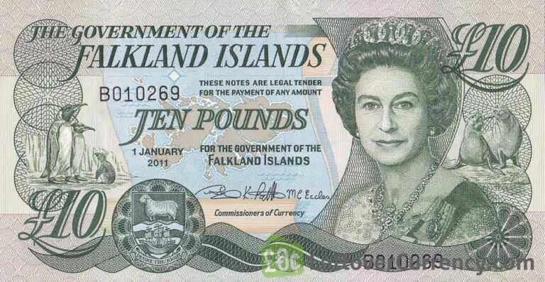 10 Falkland Islands Pounds banknote - Exchange yours for cash today