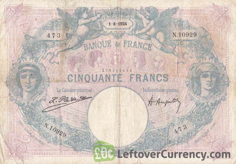 50 French Francs note (Bleu et Rose) - Exchange yours for cash today