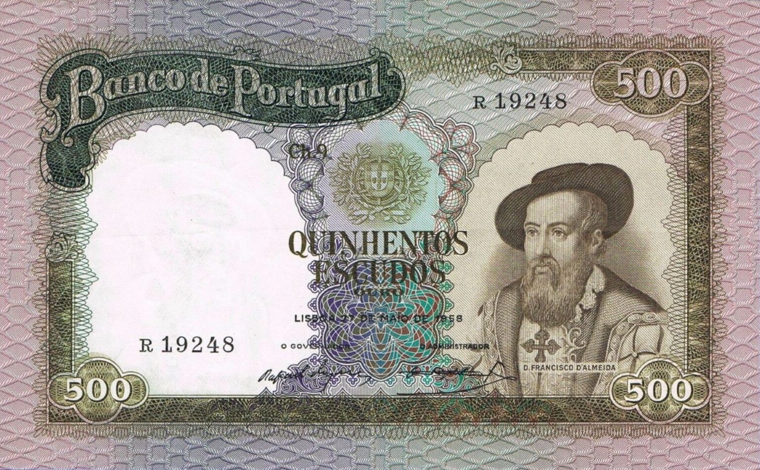 500 Portuguese Escudos banknote (Francisco d'Almeida) - Exchange yours