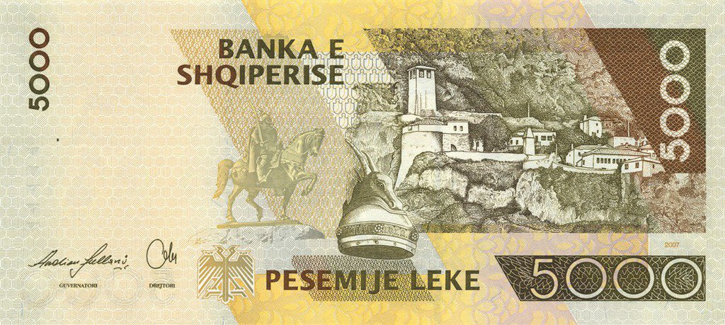 5000 Albanian Lek banknote (Skanderbeg) - Exchange yours for cash 5000 Albanian Lek banknote (Skanderbeg) - Exchange yours for cash