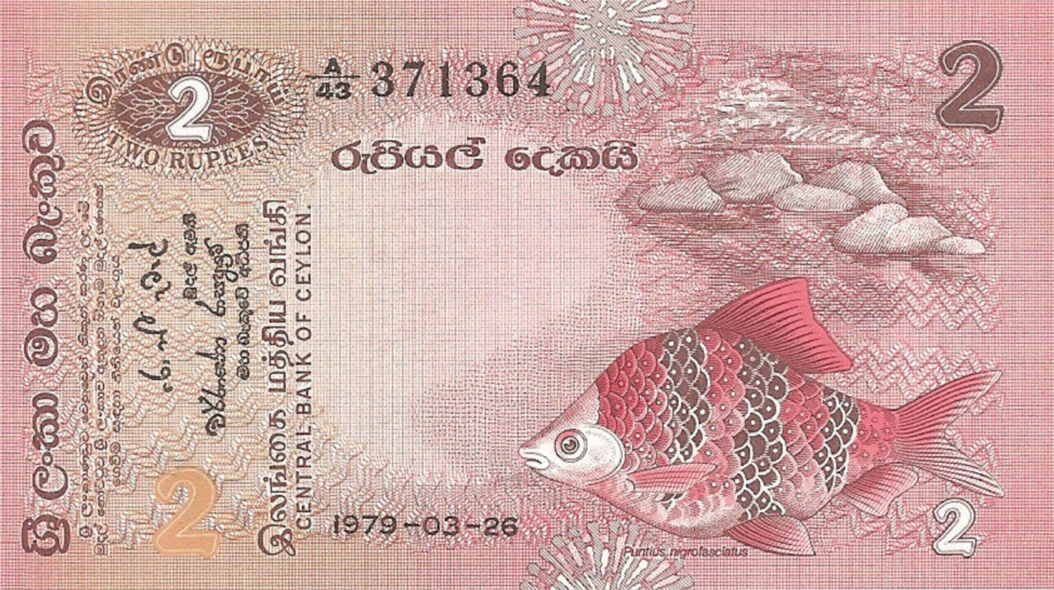 2 rupees Central Bank of Ceylon note 1979 - Exchange yours for cash