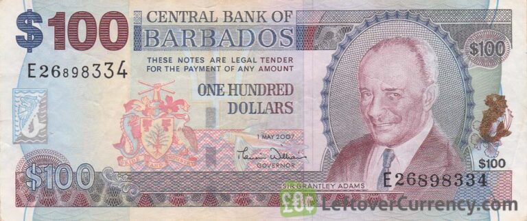 100 Barbados Dollars note (National Heroes Square) - Exchange yours