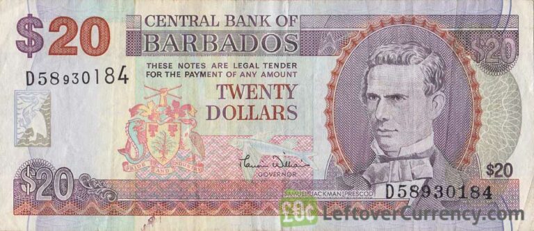 20 Barbados Dollars banknote (National Heroes Square) - Exchange yours