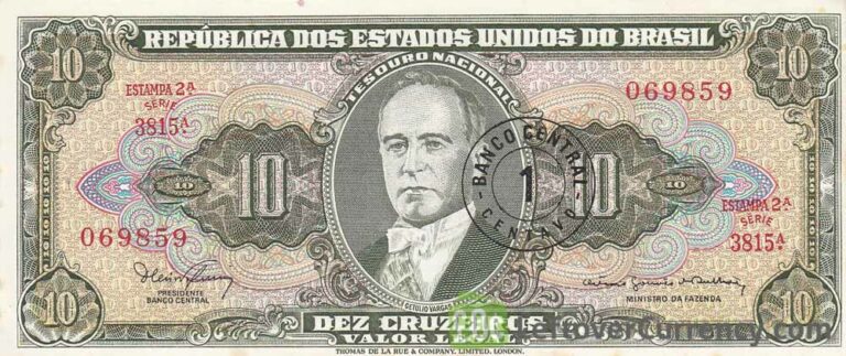 10 Brazilian Cruzeiros note (Getulio Vargas green) - Exchange yours