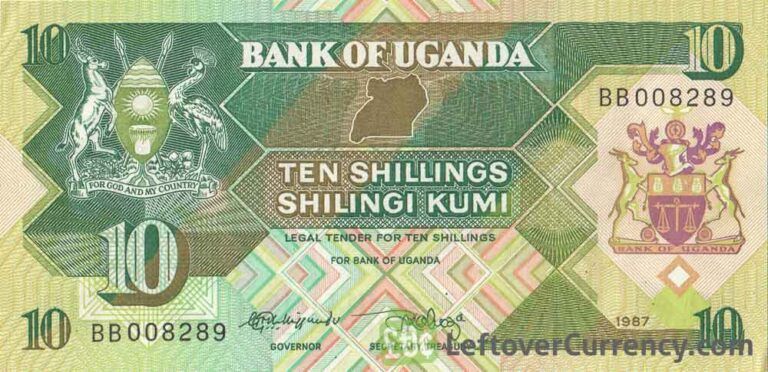 10 Ugandan Shillings banknote (river boat fishermen) - Exchange yours