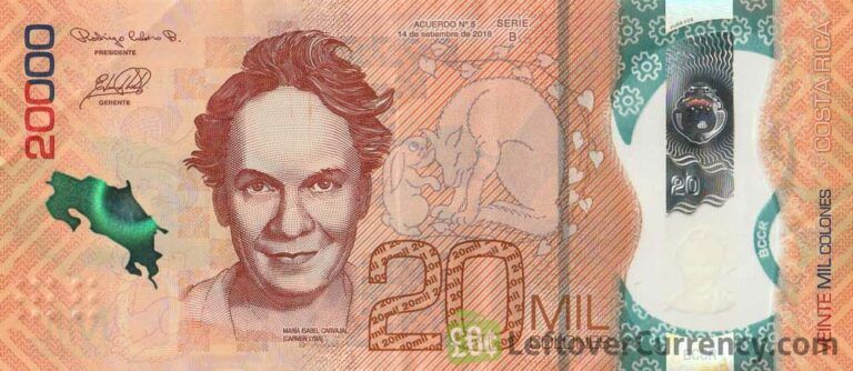 20000 Costa Rican Colones banknote (Maria Isabel Carvajal) - Exchange yours