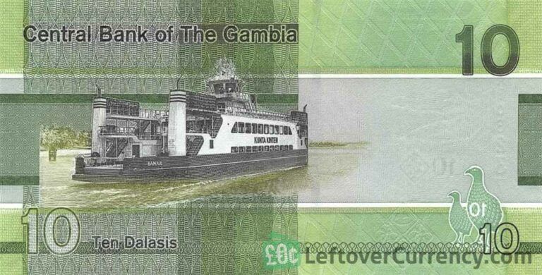 10 Gambian Dalasis banknote - Exchange yours for cash today
