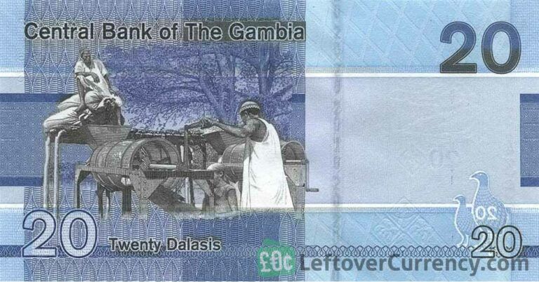 20 Gambian Dalasis banknote - Exchange yours for cash today