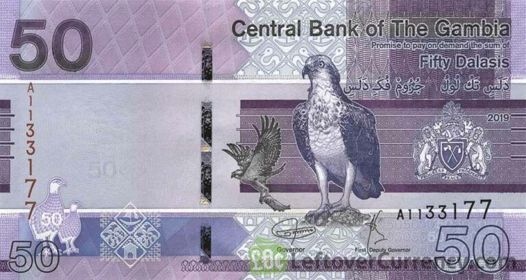 50 Gambian Dalasis banknote - Exchange yours for cash today