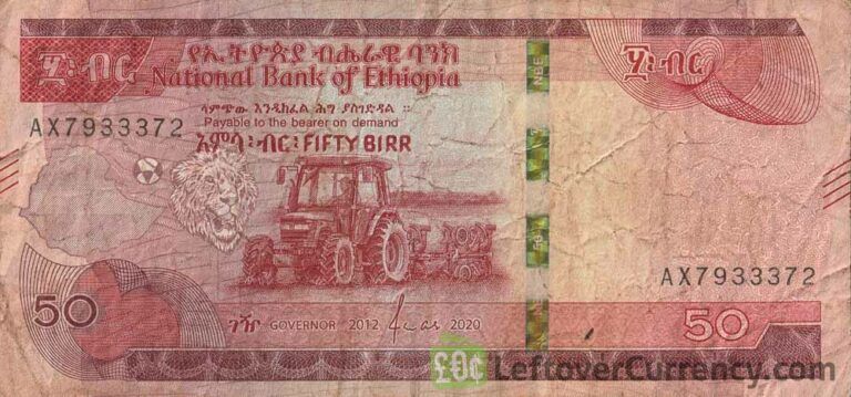 Leftover Currency - easily exchange 50 Ethiopian Birr banknote (tractor)