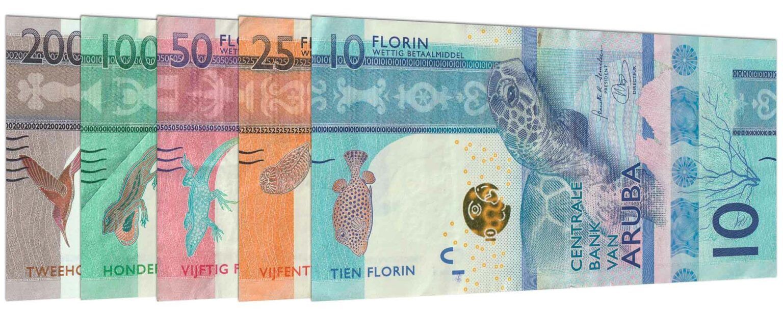 Leftover Currency - easily exchange Mixed current Aruban Florin banknotes