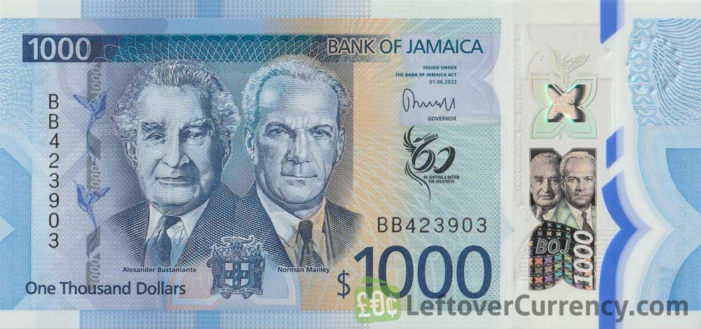 current Jamaican Dollar banknotes - Exchange yours now