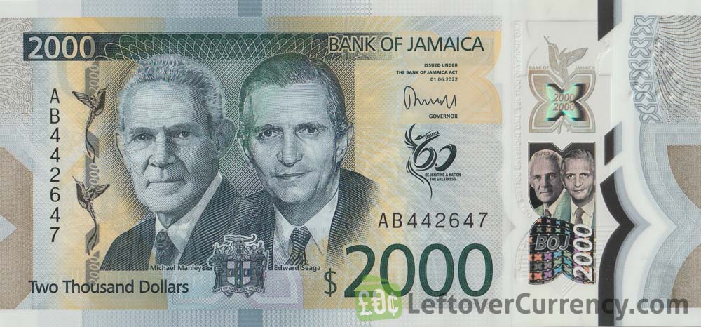current Jamaican Dollar banknotes - Exchange yours now