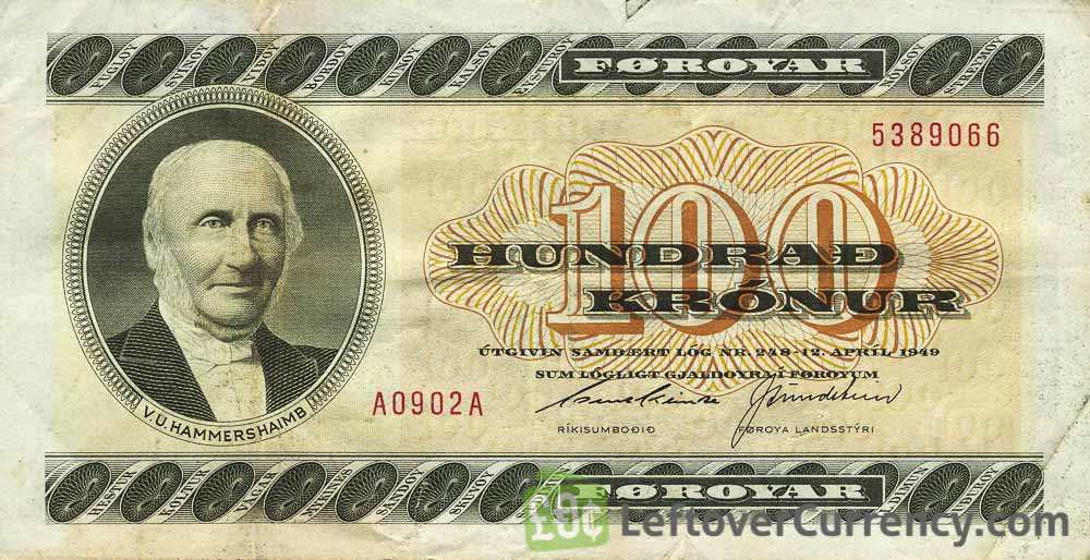 100 Faroese Kronur (V.U. Hammershaimb) - Exchange yours for cash