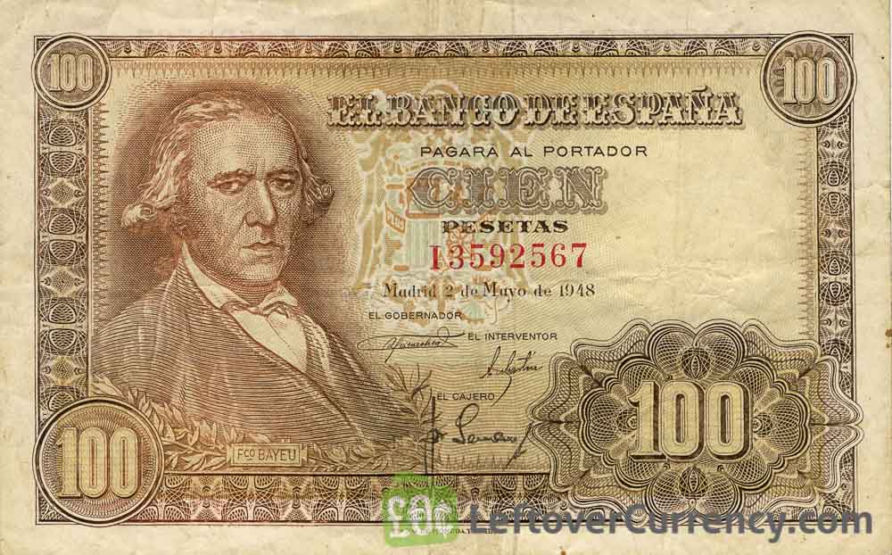 100 Spanish Pesetas (Francisco Bayeu) - Exchange yours for cash