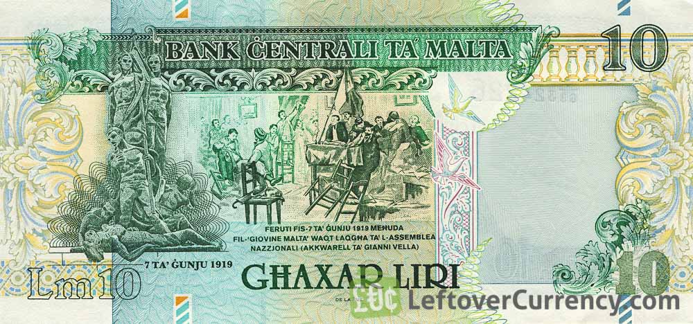 10 Maltese Lira banknote - Exchange yours for cash today
