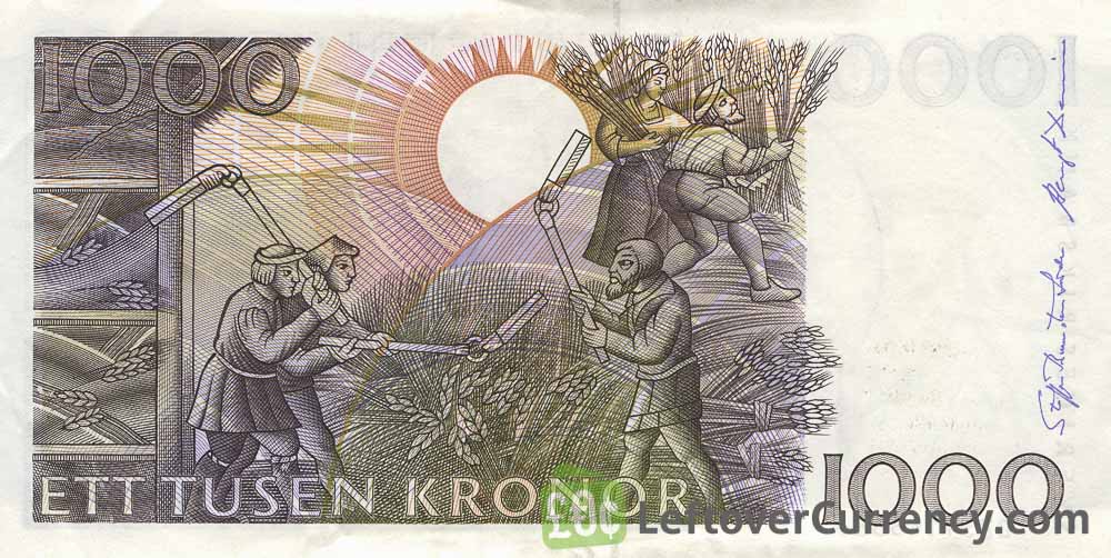 1000 Swedish Kronor (Gustav Vasa issue 1989) - exchange yours