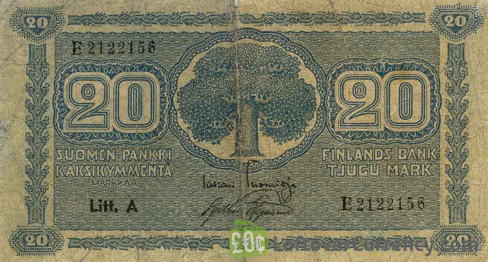 20 Finnish Markkaa (1922) - Exchange yours for cash today